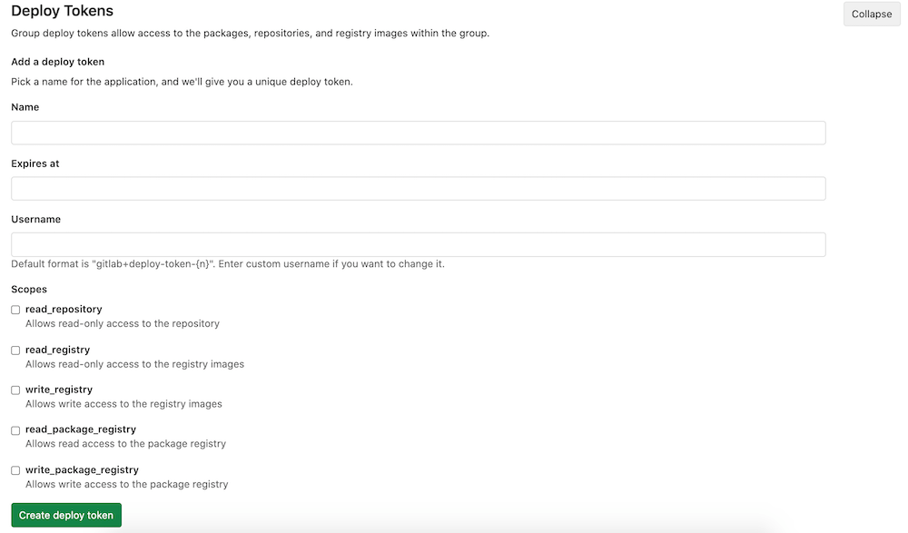 Index · Deploy tokens · Project · User · Help · GitLab